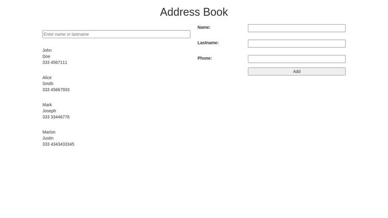 Address Book react
