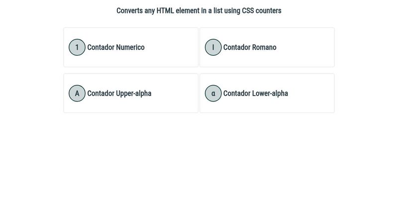 Converts any HTML element in a list using CSS counters