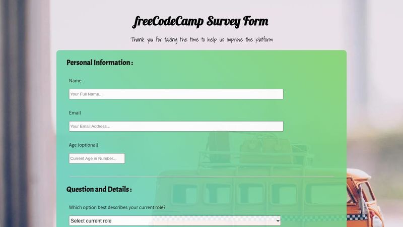 Responsive Web Design Projects - Build a Survey Form