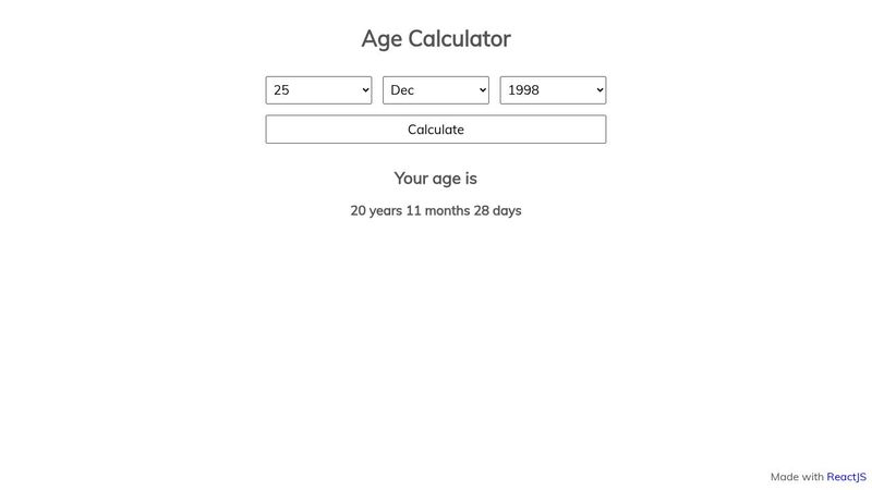 Age Calculator - React JS