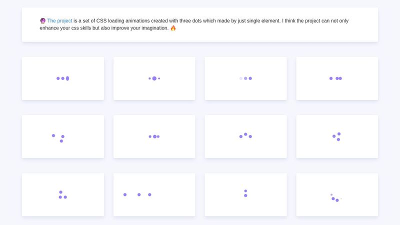 Three Dots - CSS loading animations made by single element