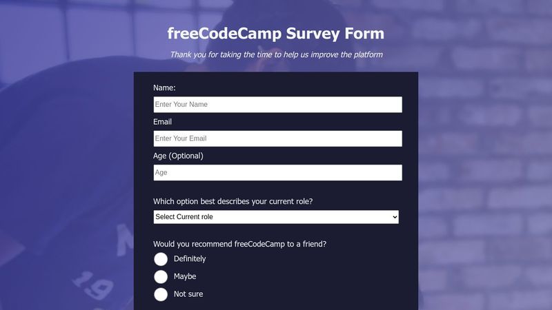 Build a Survey Form - Certification Project