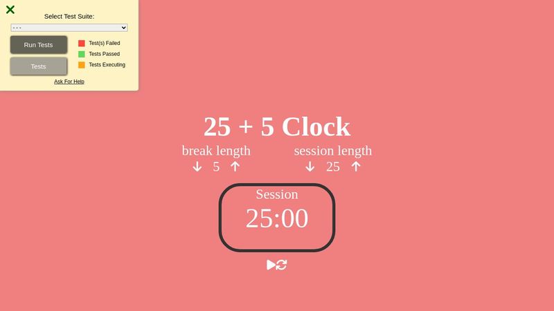 freeCodeCamp - 25 + 5 Clock