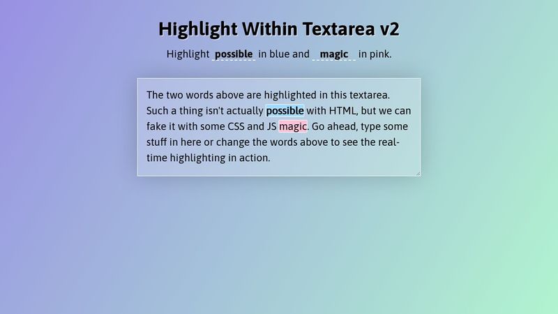 Highlight Within Textarea v2