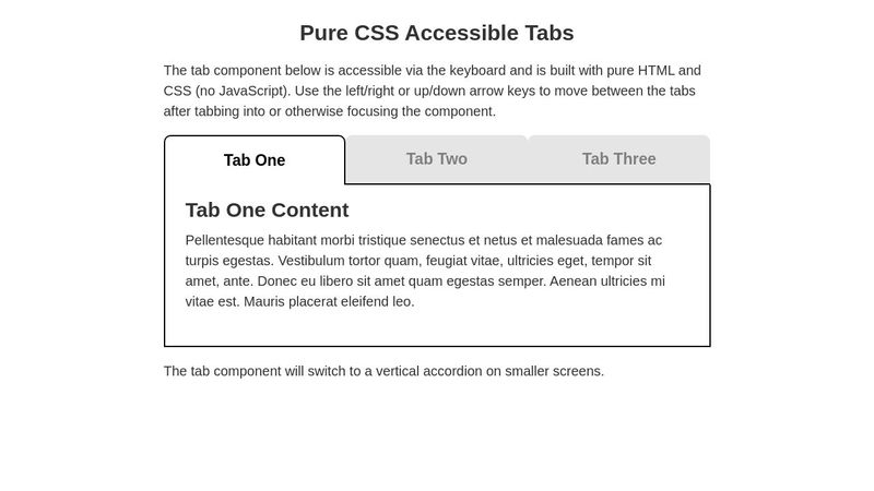 Pure CSS Accessible Tabs