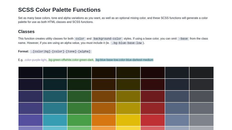 SCSS Color Palette Functions