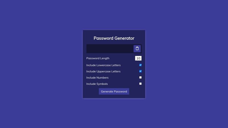 JS Random Password Generator