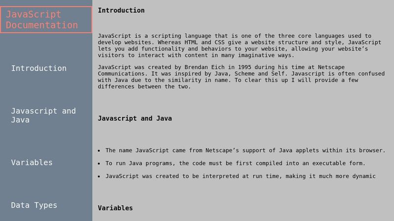 technical documentation page