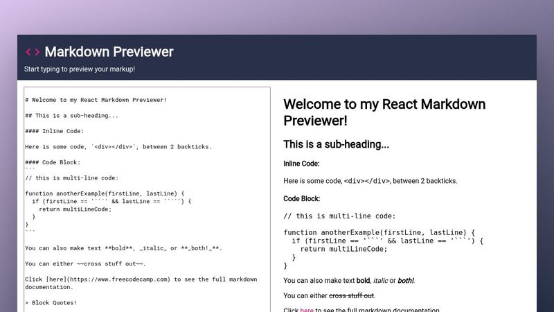 React Markdown Previewer
