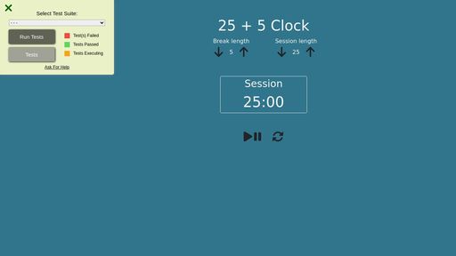 Front End Development Libraries Projects Build A 25 5 Clock Javascript The Freecodecamp