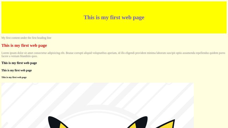 My first web page - progress