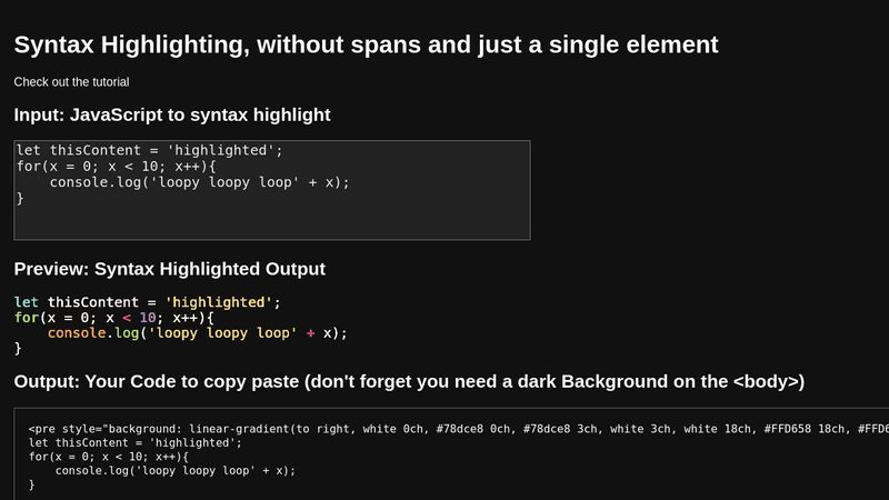 syntax highlighting with gradients
