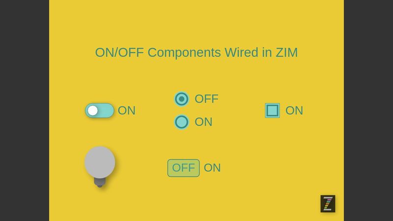 On Off Components in ZIM for CodePen Challenge on MicroInteractions