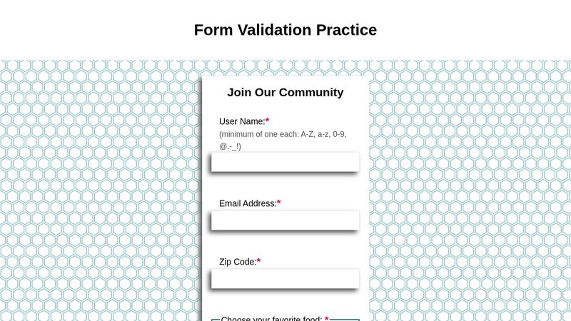 Form Validation ICA - STARTER - PLEASE FORK