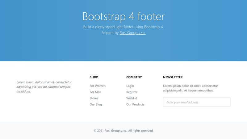 Bootstrap footer with menus and form