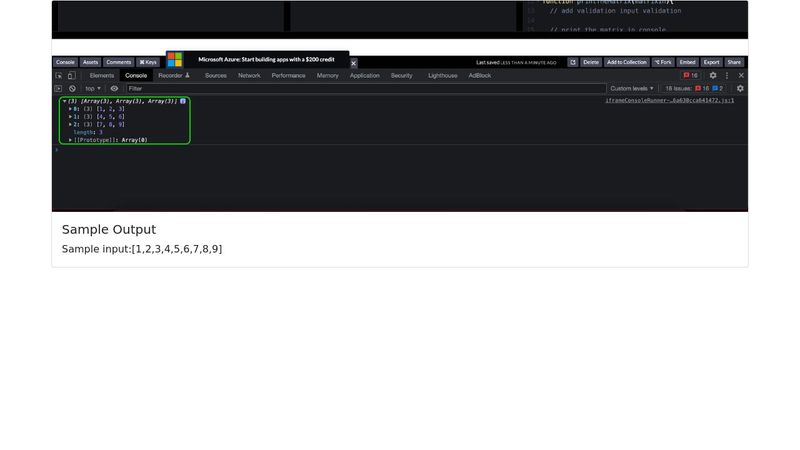 Javascript print NxN matrix