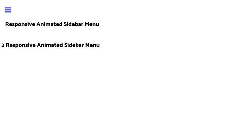 Responsive Animated Sidebar Menu HTML CSS JavaScript