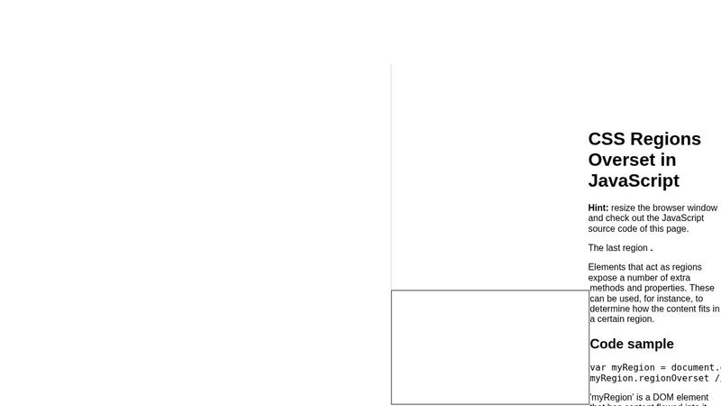 CSS Regions - Region Overset