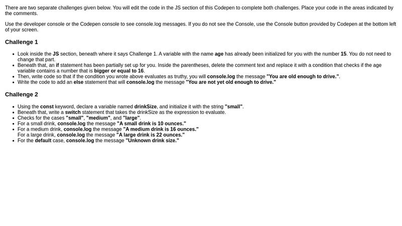 Code Challenge: JS Review - If and Switch