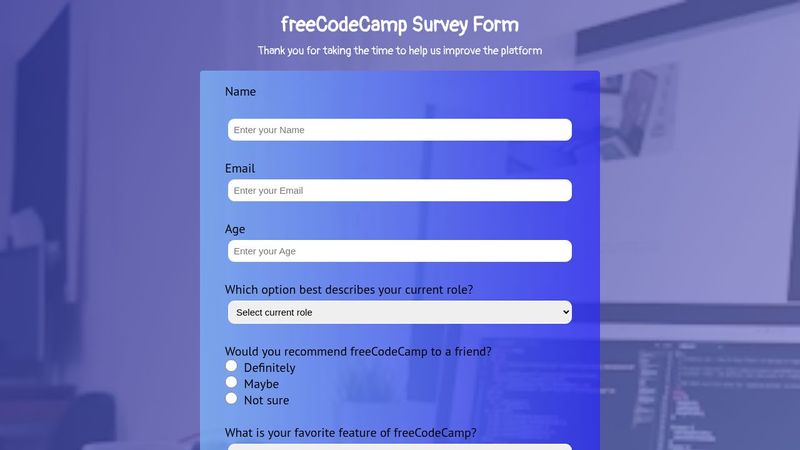 Responsive Web Design Projects - Build a Survey Form