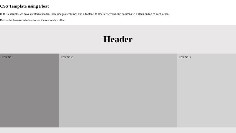 HTML/CSS Template Using Float