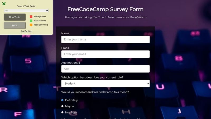 Free Code Camp - Survey Form
