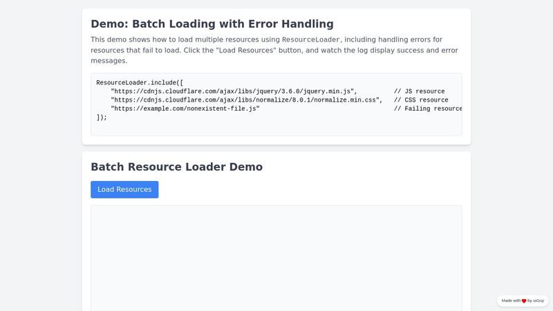Demo: Batch Loading with Error Handling using ResourceLoader.js