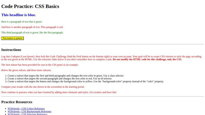 Code Practice: CSS Basics
