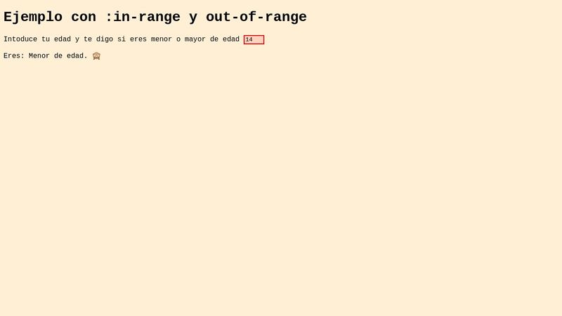 CSS pseudo-clase :in-range & out-of-range