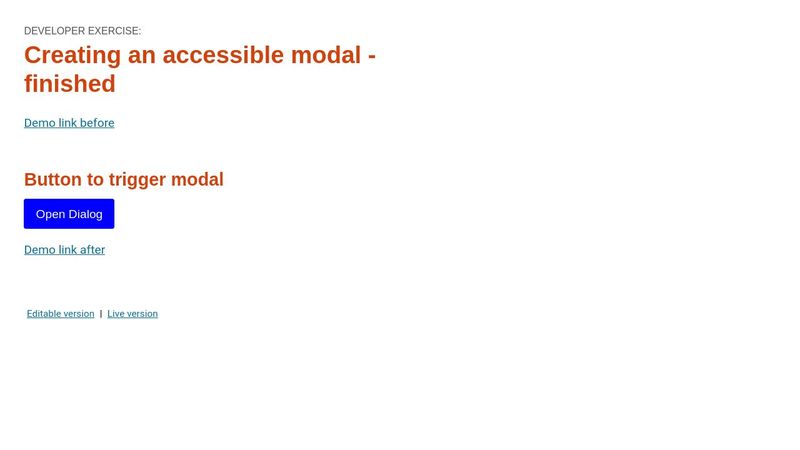DEVELOPER EXERCISE: Creating an accessible modal - finished