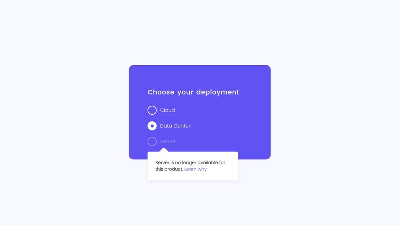Disabled radio button w/ tooltip | UI Design