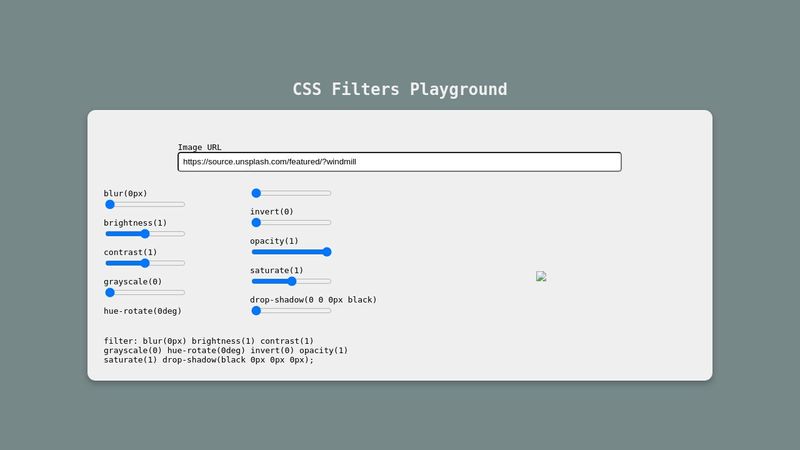 CSS Filters Playground