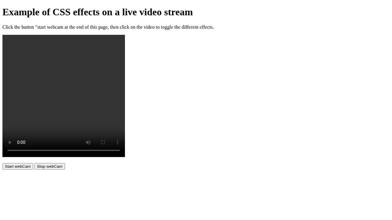 WebCam and CSS effects