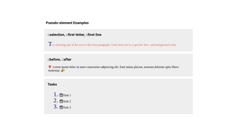 Pseudo-element examples
