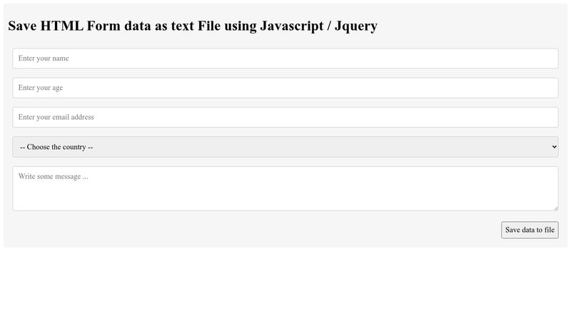 Save Html Form Data As Text File Using Javascript Jquery