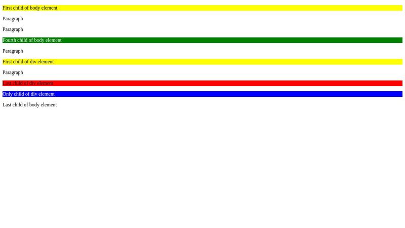 CSS Positional PseudoClasses (child)
