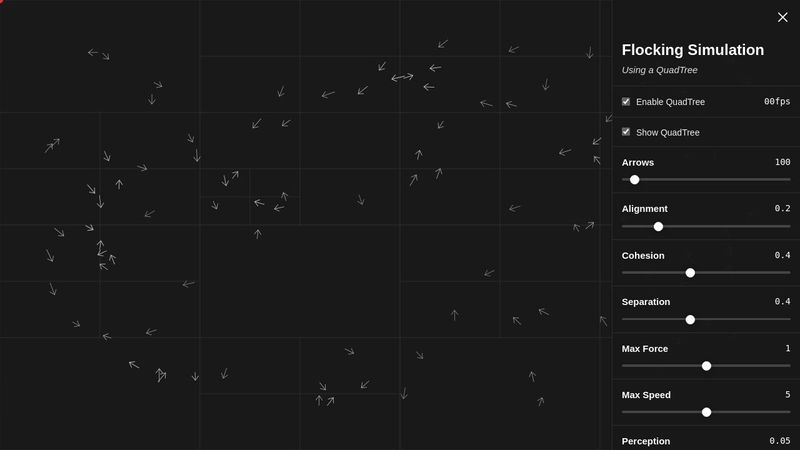 Flocking Simulation using QuadTree