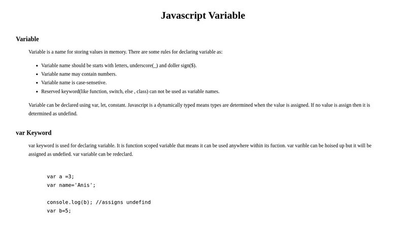 Javascript Variable and Data-type