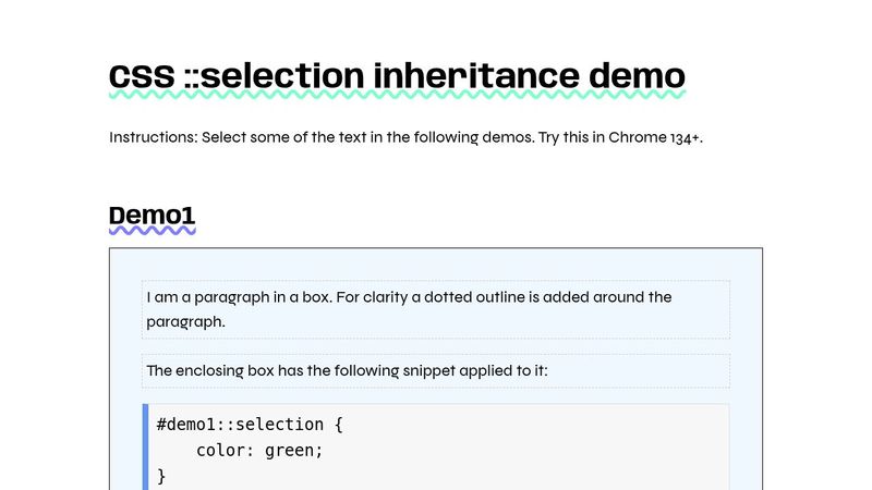 CSS ::selection inheritance demo