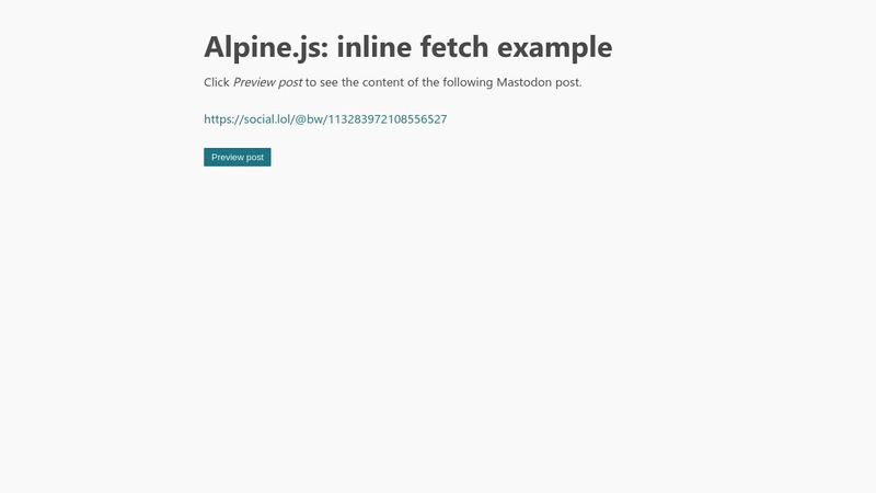 Alpine.js: inline fetch example