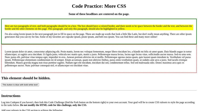 Code Practice: More CSS