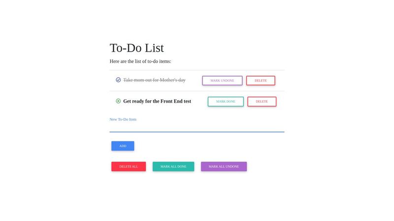 To Do List in ReactJS