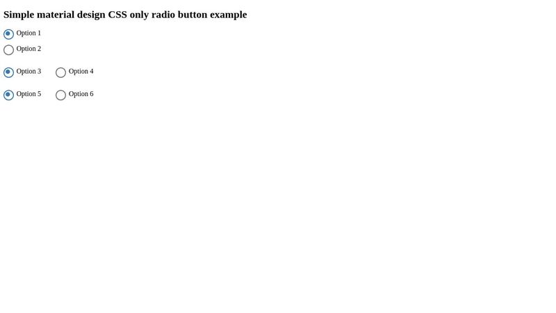 Material Design Radio Button CSS only