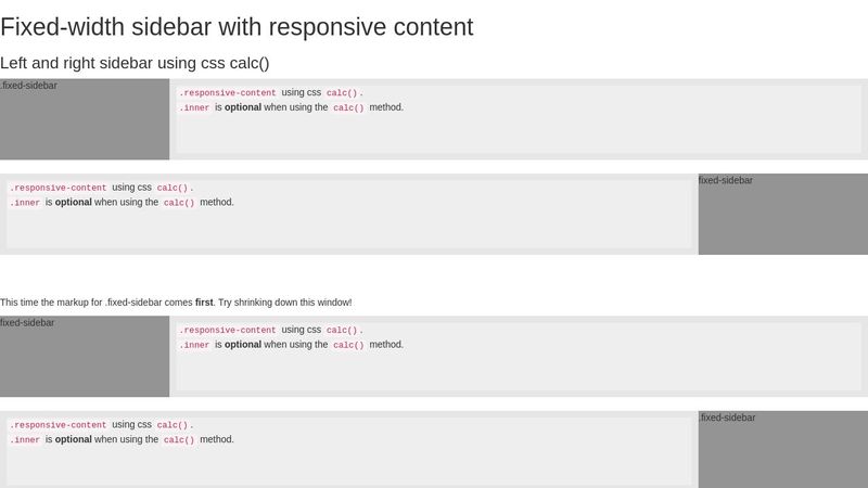 Fixed-width sidebar with responsive content