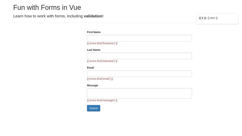 Vue JS Form validation