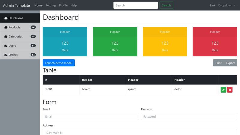 Admin Template (Bootstrap v4.x)
