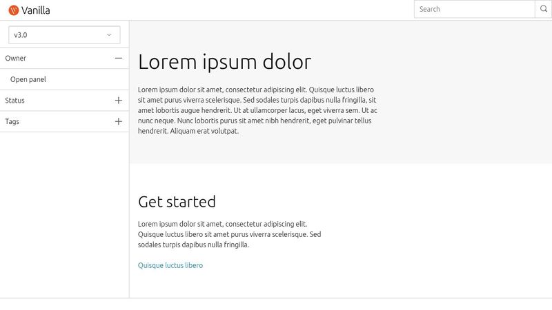 Vanilla docs example using CSS grid