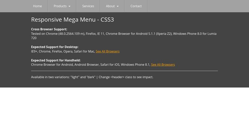 Responsive Mega Menu - CSS3