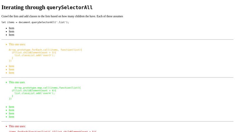 Iterating Through querySelectorAll with forEach.call