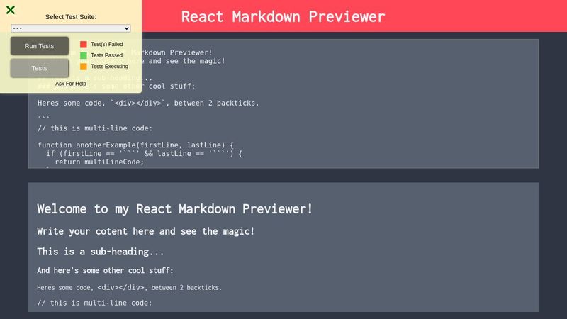 React Markdown Previewer